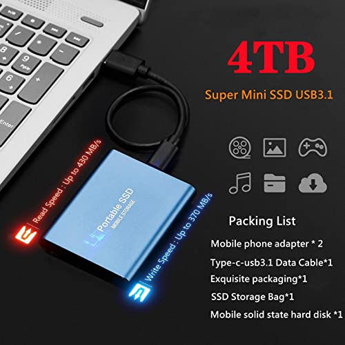 AOOF High Speed SSD Mobile Hard Disk 500GB 1TB 2TB 4TB 6TB 8TB 2TB. Blue