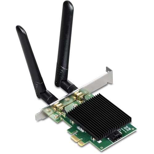 TRENDnet AX3000 Wireless Dual Band & WiFi 6 PCIe Adapter, Bluetooth 5.2 Class 2, 2401 Mbps Wireless AX, 600 Mbps Wireless N Bands, Windows 10, Supports Up to WPA3 WiFi Connectivity, Black, TEW-907ECH