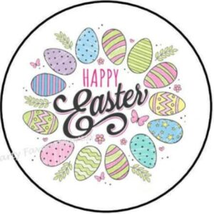 30 Pcs 1.5" Inch Happy Easter Egg Wreath Stickers - Easter Egg Stickers - Easter Stickers Envelope Seals Labels - D #AA61RK