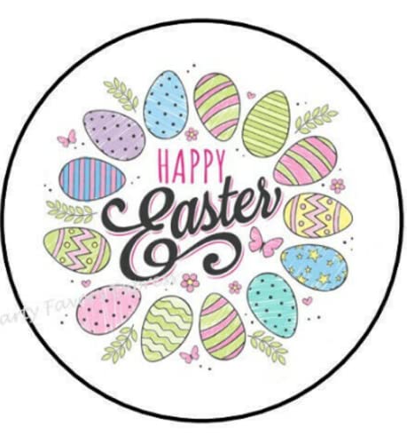 30 Pcs 1.5" Inch Happy Easter Egg Wreath Stickers - Easter Egg Stickers - Easter Stickers Envelope Seals Labels - D #AA61RK