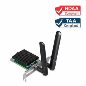 TRENDnet AX3000 Wireless Dual Band & WiFi 6 PCIe Adapter, Bluetooth 5.2 Class 2, 2401 Mbps Wireless AX, 600 Mbps Wireless N Bands, Windows 10, Supports Up to WPA3 WiFi Connectivity, Black, TEW-907ECH