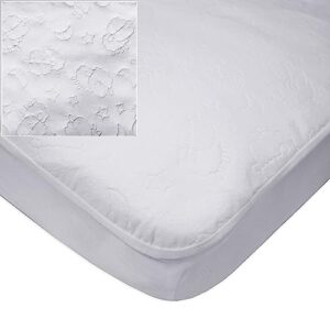 american baby company waterproof fitted crib and toddler mattress protector, quilted and noiseless crib & toddler mattress pad cover, white (little lamb), 52"x28"x9"