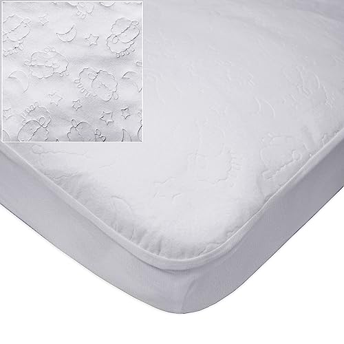 American Baby Company Waterproof Fitted Crib and Toddler Mattress Protector, Quilted and Noiseless Crib & Toddler Mattress Pad Cover, White (Little Lamb), 52"x28"x9"