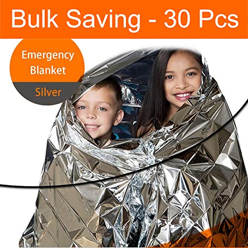 Essenhome 30 Pcs Emergency Mylar Thermal Blanket,fire Blanket,Gigantic Space Blanket 82 * 52 in. Marathons and Car Use