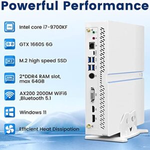 BOESIIPC Mini Gaming PC, Desktop Computer i9-9900KF (Up to 5.0 GHz), GTX1660 Super 6G, 64G DDR4, 1T NVME SSD, 4K, Multi-Screen Display, WiFi6, BT5.0, Gigabit Network, Windows 11 Pro