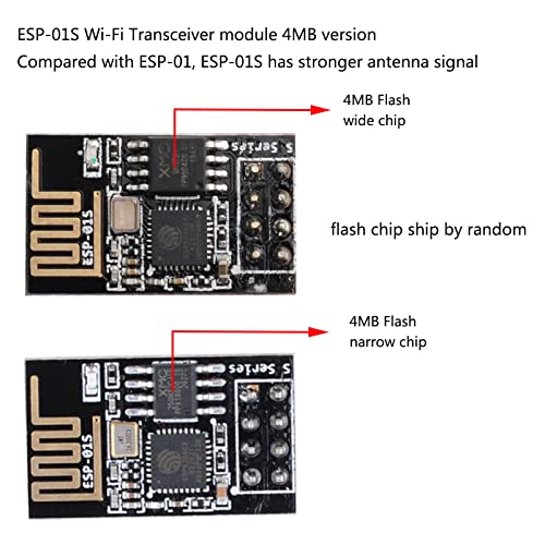 Wishiot ESP8266 ESP-01S WiFi Wireless Serial Transceiver Module 4MB Flash 3.3V Wi-Fi Module Compatible with Ar-duino IDE (5)