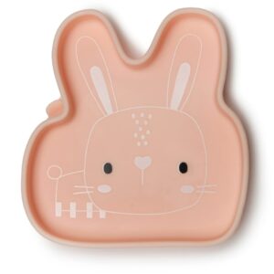 Loulou Lollipop Toddler Silicone Suction Snack Plate, Learning Fork and Spoon Set (Bunny)