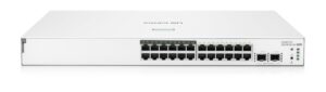 hpe networking instant on switch series 1830 24-port gb smart-managed layer 2 ethernet switch with poe | 24x 1g | 2x sfp | 12x cl4 poe (195w) | fan-less | us cord (jl813a#aba)