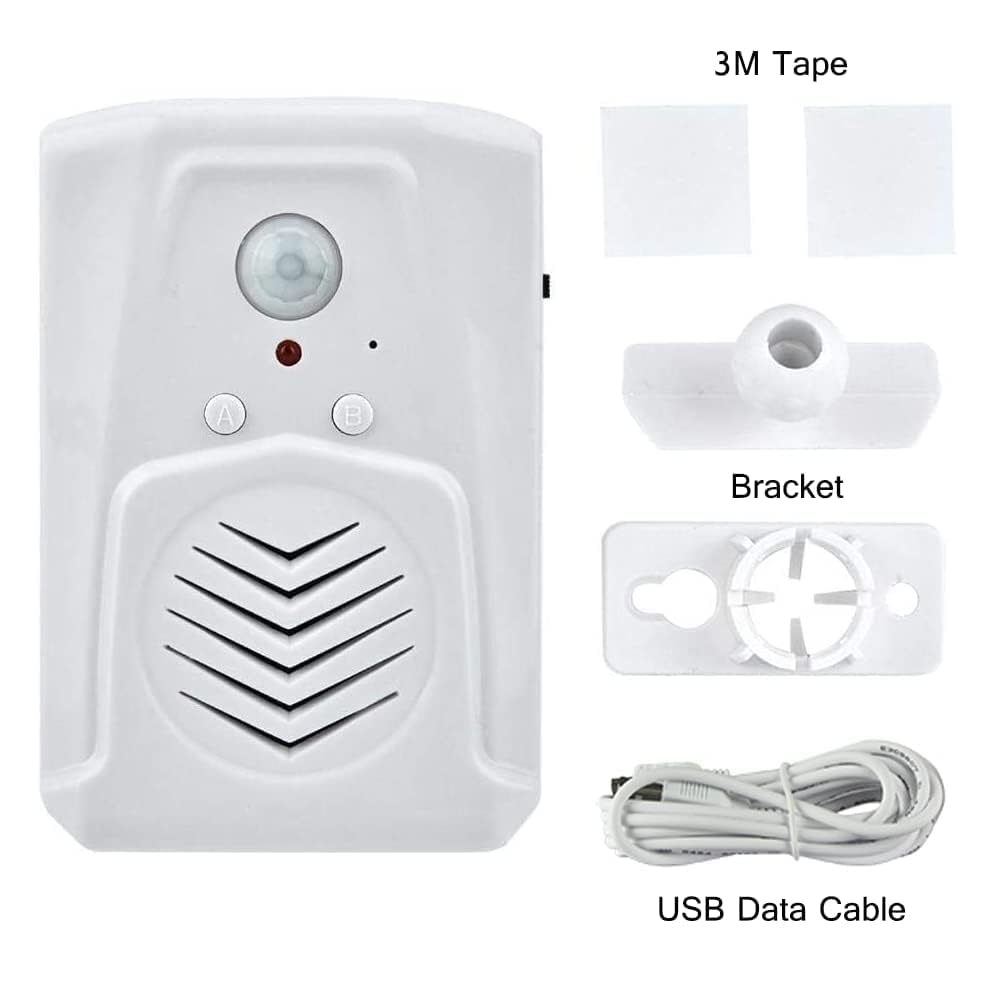 PIR Motion Sensor Activated Sound Player Speaker with USB Cable, Download Your own MP3 Audio Files to Play Speech, Music or Sound Effects (White)