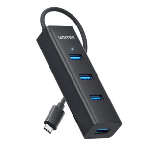 unitek 4-port usb 3.0 type-c hub, usb c multiport adapter with powered port, 4 in 1 usb c to usb a adapter compatible for laptops/macbook pro/macbook air/tablet and other type c devices