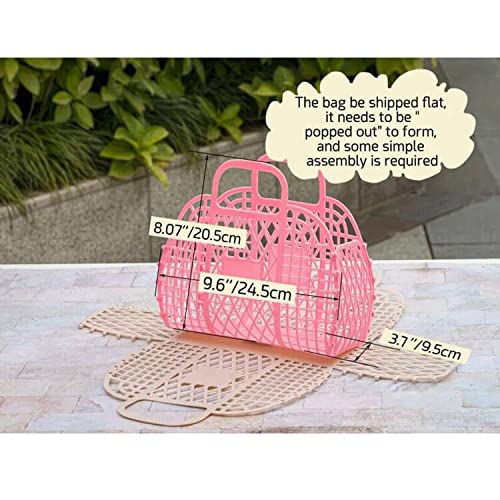 80's Retro Style Jelly Purse Retro Jelly Beach Bag Summer Child Bag Plastic Storage Basket Kids Baby Wedding Flower Girl Bachelorette Favors Boo Bags (020-coral)