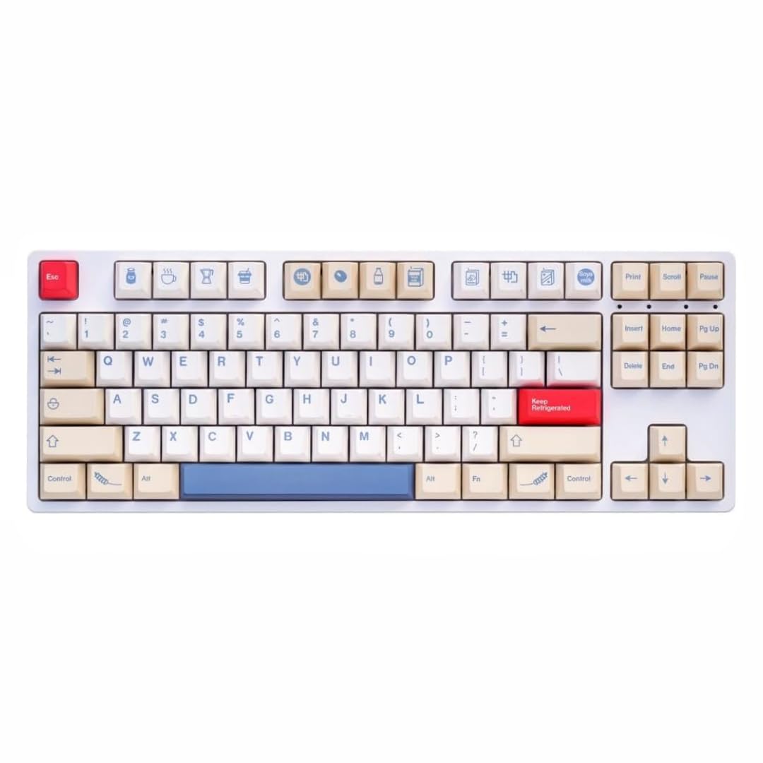 ZMX Soy Milk Custom Keycaps,136 Keys PBT Dye-Heat Sublimation Cherry Profile Personalized Keycaps Set for MX Switch Compatible with Mac Windows PC Mechanical Gaming Keyboard