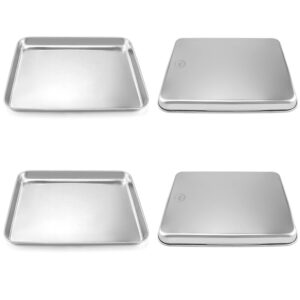 QWORK Stainless Steel Surgical Tray, for Medical Instruments, Tattoo, Surgical Supplies, 12 3/16 x 9 7/16 x 1, 4 Pack