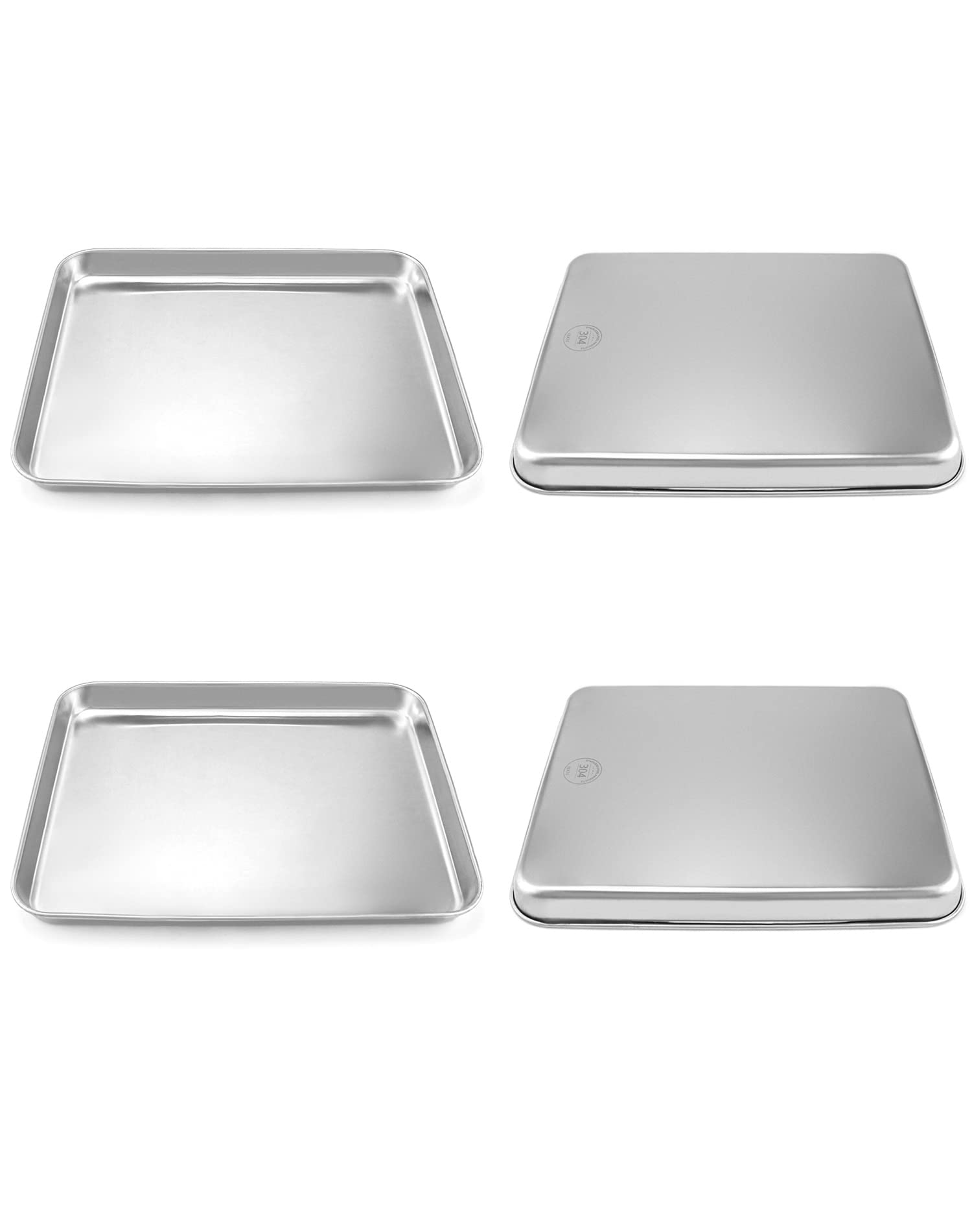 QWORK Stainless Steel Surgical Tray, for Medical Instruments, Tattoo, Surgical Supplies, 12 3/16 x 9 7/16 x 1, 4 Pack