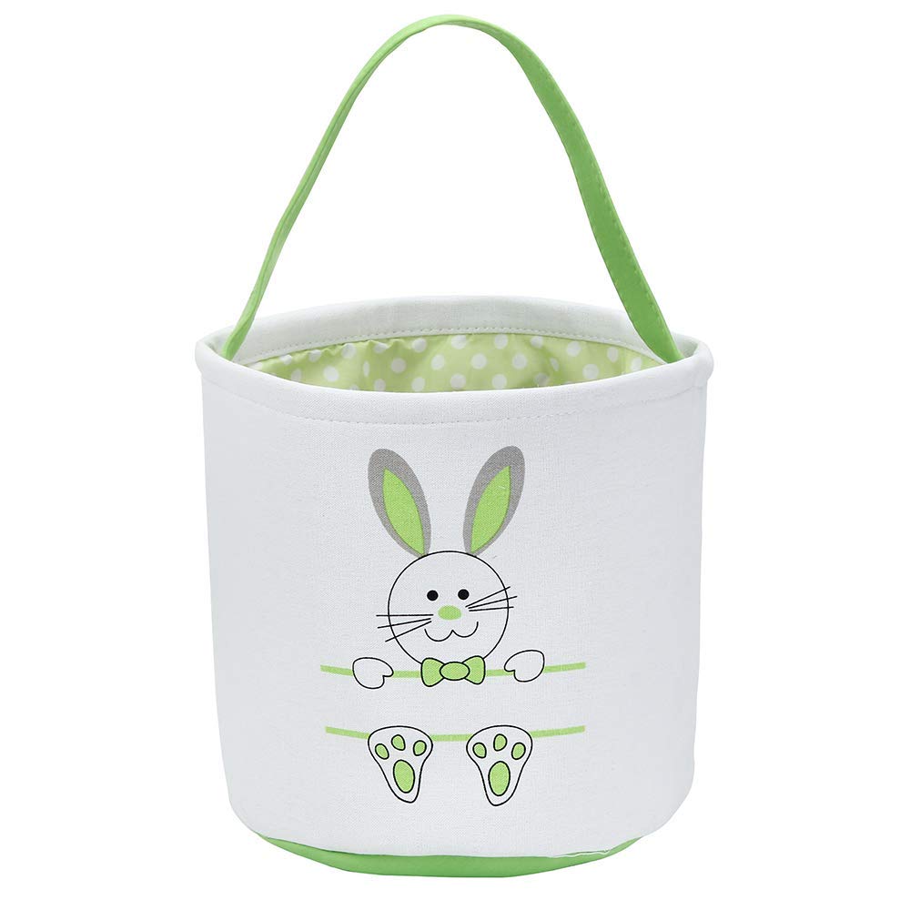 Easter Bunny Basket Bags Rabbit Canvas Toys Bucket Tote Storage Gifts Candies Handbag for Kids