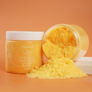 Liyalan Turmeric Body Scrub Moisturizing and Exfoliating Body, Face, Hand, Foot Scrub,Nourishes Skin,Deep Cleansing 7.8oz