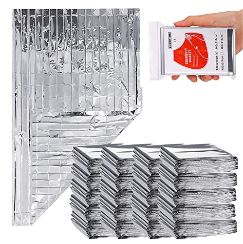 Essenhome 30 Pcs Emergency Mylar Thermal Blanket,fire Blanket,Gigantic Space Blanket 82 * 52 in. Marathons and Car Use