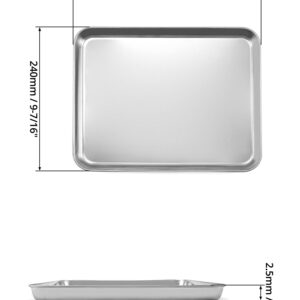 QWORK Stainless Steel Surgical Tray, for Medical Instruments, Tattoo, Surgical Supplies, 12 3/16 x 9 7/16 x 1, 4 Pack