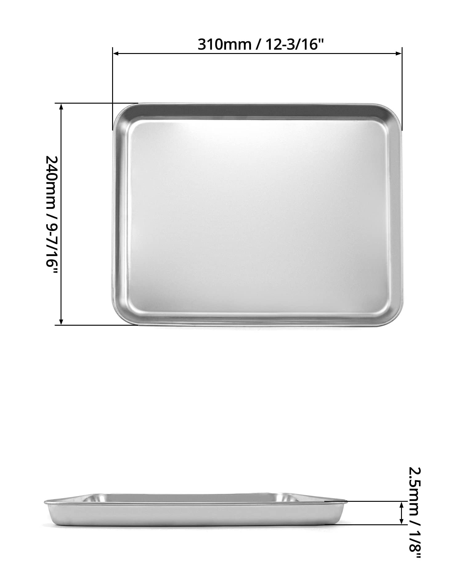 QWORK Stainless Steel Surgical Tray, for Medical Instruments, Tattoo, Surgical Supplies, 12 3/16 x 9 7/16 x 1, 4 Pack