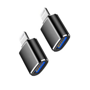 (apple mfi certified)lightning male to usb3.0 female adapter otg cable,2 pack portable usb camera adapter otg data sync cable for iphone13/12/11/xr/x/xs/8/7/card reader/flash drive/mouse/midi keyboard