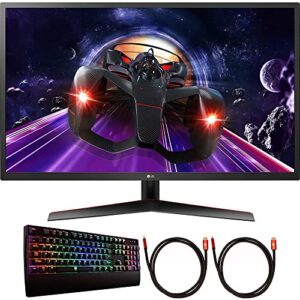 lg 32mp60g-b 31.5" full hd 1920x1080p 16:9 1ms amd freesync ips monitor bundle with deco gear mechanical gaming keyboard and 2x deco gear 6ft 4k hdmi 2.0 cable