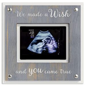 1dino premium baby sonogram keepsake picture frame, ultrasound frame - 8.5" x 8.5" white/grey wood photo frame - gift idea for expecting parents, baby shower, first time mom/dad gifts, nursery decor