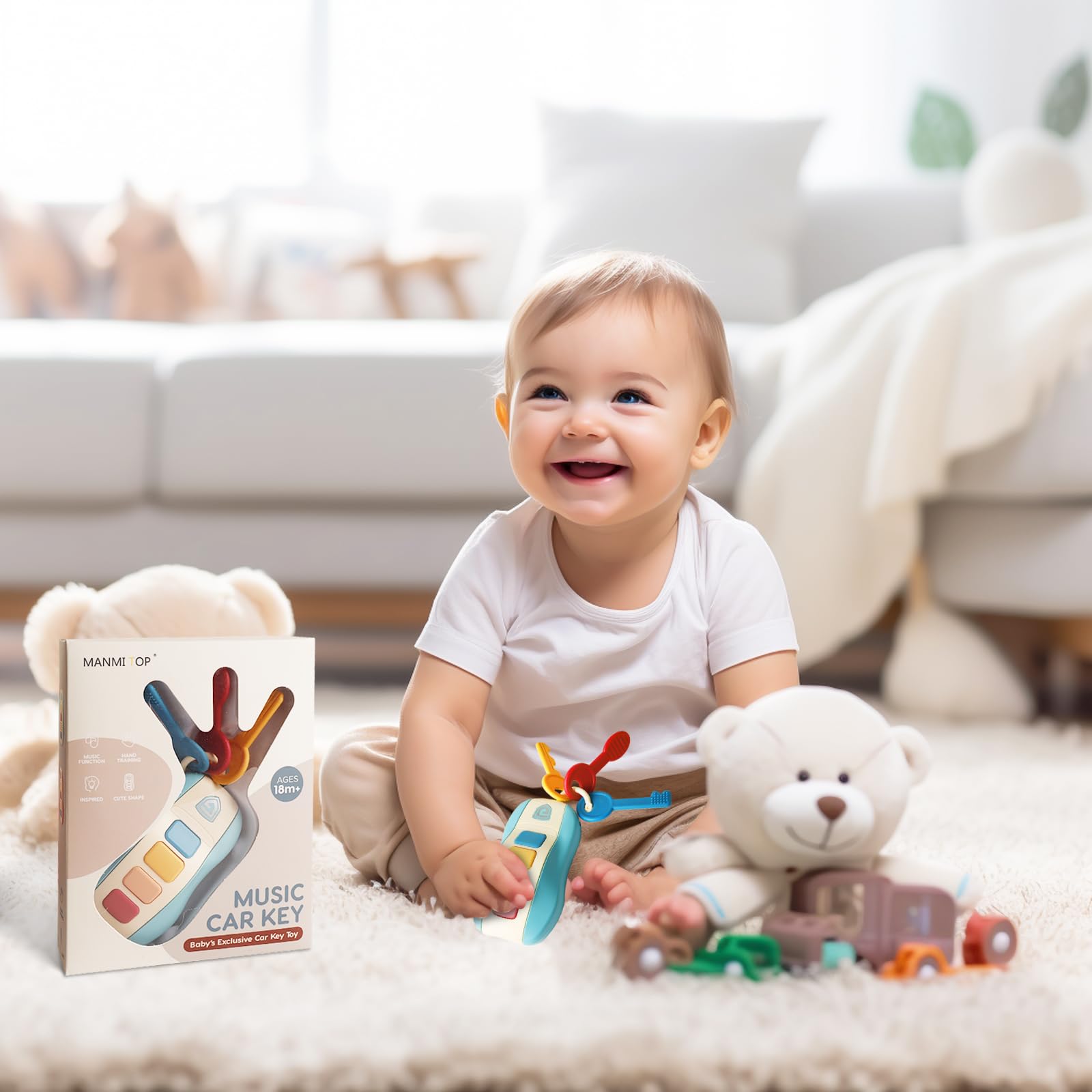 Tinabless Baby Toys 3-6 Months Infant Musical Toys for Babies 3-6-12 Months, Baby Bunny Early Educational Light Up Toy, Baby Learning Toy 12-18 Months Newborn Toy Baby Boys and Girls Gifts