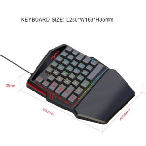 Sdoveb One Hand Gaming Keyboard and Mouse Combo,35 Keys Keycap Wired Mechanical RGB LED Backlit Half Keyboard, Support Wrist Rest, USB Wired Gaming Mouse, Converter Adapter for Gaming (Black)