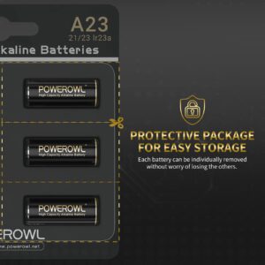 POWEROWL High Capacity A23 Batteries 6 Pack, Premium Alkaline 21/23 23A 12V Battery