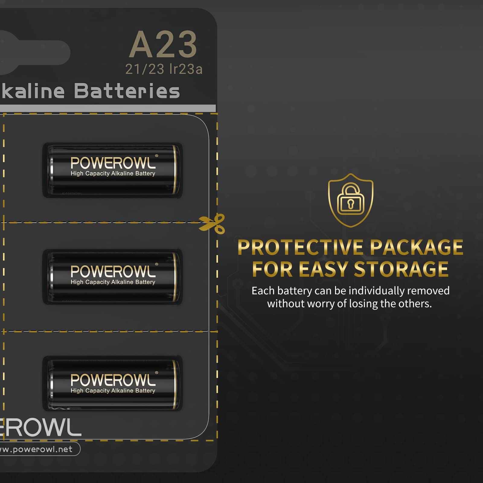 POWEROWL High Capacity A23 Batteries 6 Pack, Premium Alkaline 21/23 23A 12V Battery