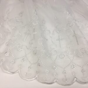 Holy Chalice Cross Embroidered Organza Fabric Double Border, 52" Wide, White, Multi-Use Garment Bridal Communion Christening Baptism Cape Gowns (White, 2)