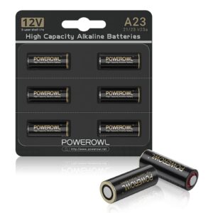 powerowl high capacity a23 batteries 6 pack, premium alkaline 21/23 23a 12v battery