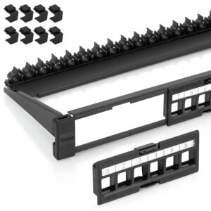 everest 24 port keystone patch panel (4-pack) - removable 6-port panels - use with slim profile keystones only (wider jacks may not fit side by side) - with adjustable rear cable management bar