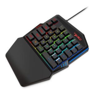 Sdoveb One Hand Gaming Keyboard and Mouse Combo,35 Keys Keycap Wired Mechanical RGB LED Backlit Half Keyboard, Support Wrist Rest, USB Wired Gaming Mouse, Converter Adapter for Gaming (Black)