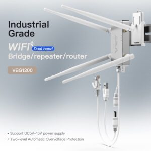 Vonets VBG1200 2.4GHz/5GHz Mini WiFi Bridge Ethernet/Wireless Repeater/Router/WiFi Signal Range Extender Industrial Powered by DC/USB with 1 RJ45 Male for DVR IP Camera