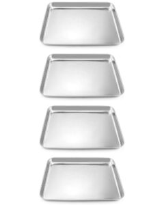 qwork stainless steel surgical tray, for medical instruments, tattoo, surgical supplies, 12 3/16 x 9 7/16 x 1, 4 pack