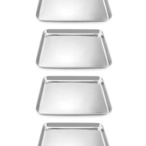 QWORK Stainless Steel Surgical Tray, for Medical Instruments, Tattoo, Surgical Supplies, 12 3/16 x 9 7/16 x 1, 4 Pack