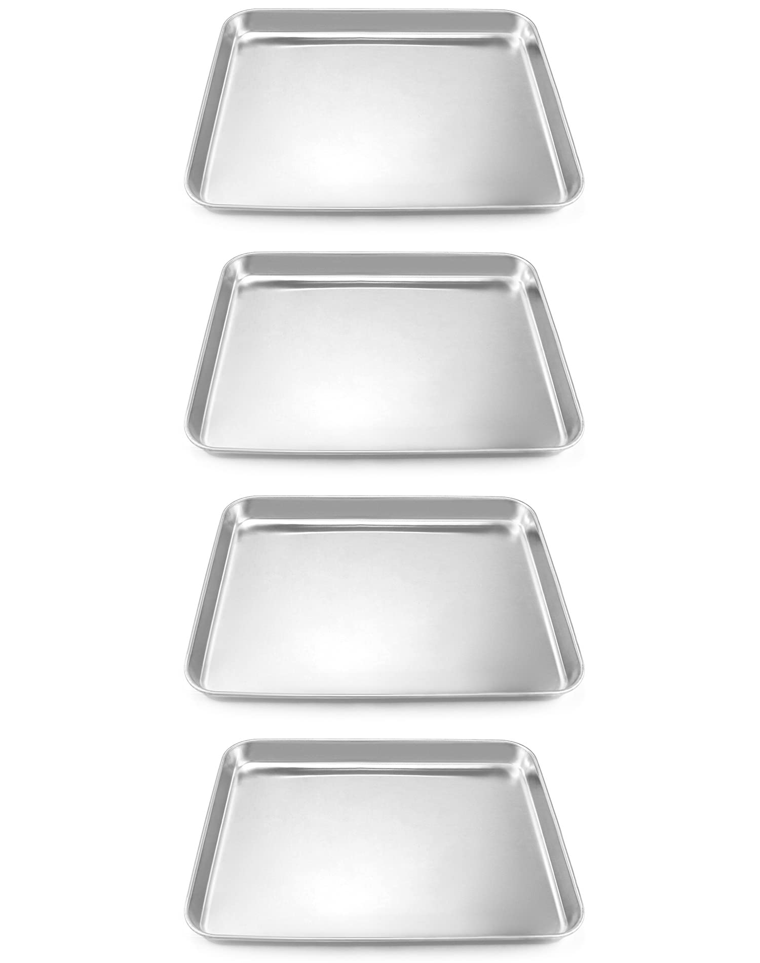 QWORK Stainless Steel Surgical Tray, for Medical Instruments, Tattoo, Surgical Supplies, 12 3/16 x 9 7/16 x 1, 4 Pack