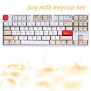 ZMX Soy Milk Custom Keycaps,136 Keys PBT Dye-Heat Sublimation Cherry Profile Personalized Keycaps Set for MX Switch Compatible with Mac Windows PC Mechanical Gaming Keyboard