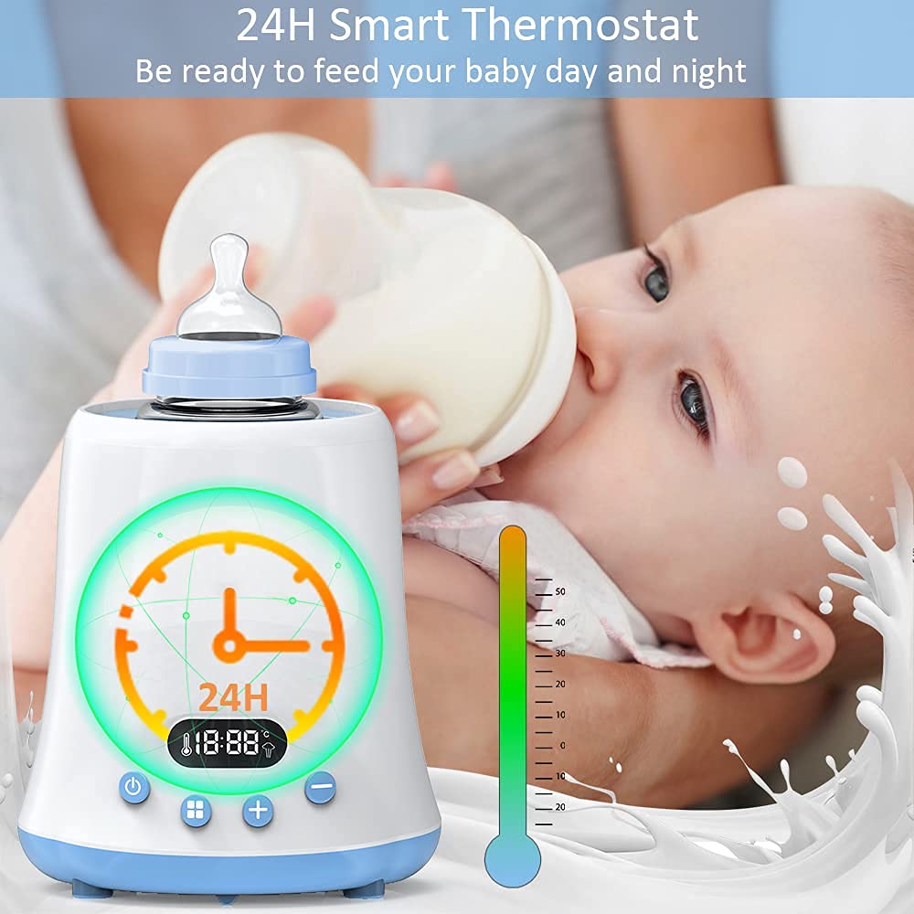 Baby Bottle Warmer, Bottle Warmer for Breastmilk or Formula with a Timer, Baby Food Defrost&Heater with LCD Display, Accurate Temperature Control, Constant Mode, Fit All Baby Bottles