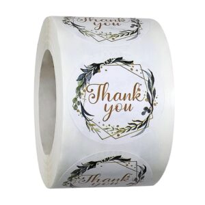 louise maelys 1.5 inch thank you stickers for wedding, birthday, bridal, shower, packaging, small business, envelope, gifts, 500pcs per roll round thank you label sealing stickers with plant pattern