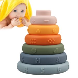 majobee baby sensory stacking toys rings, montessori infant blocks toys for educational developmental toddler 1-3 learning activities, baby girls boys gifts for 6 9 12 18 month one year old newborn