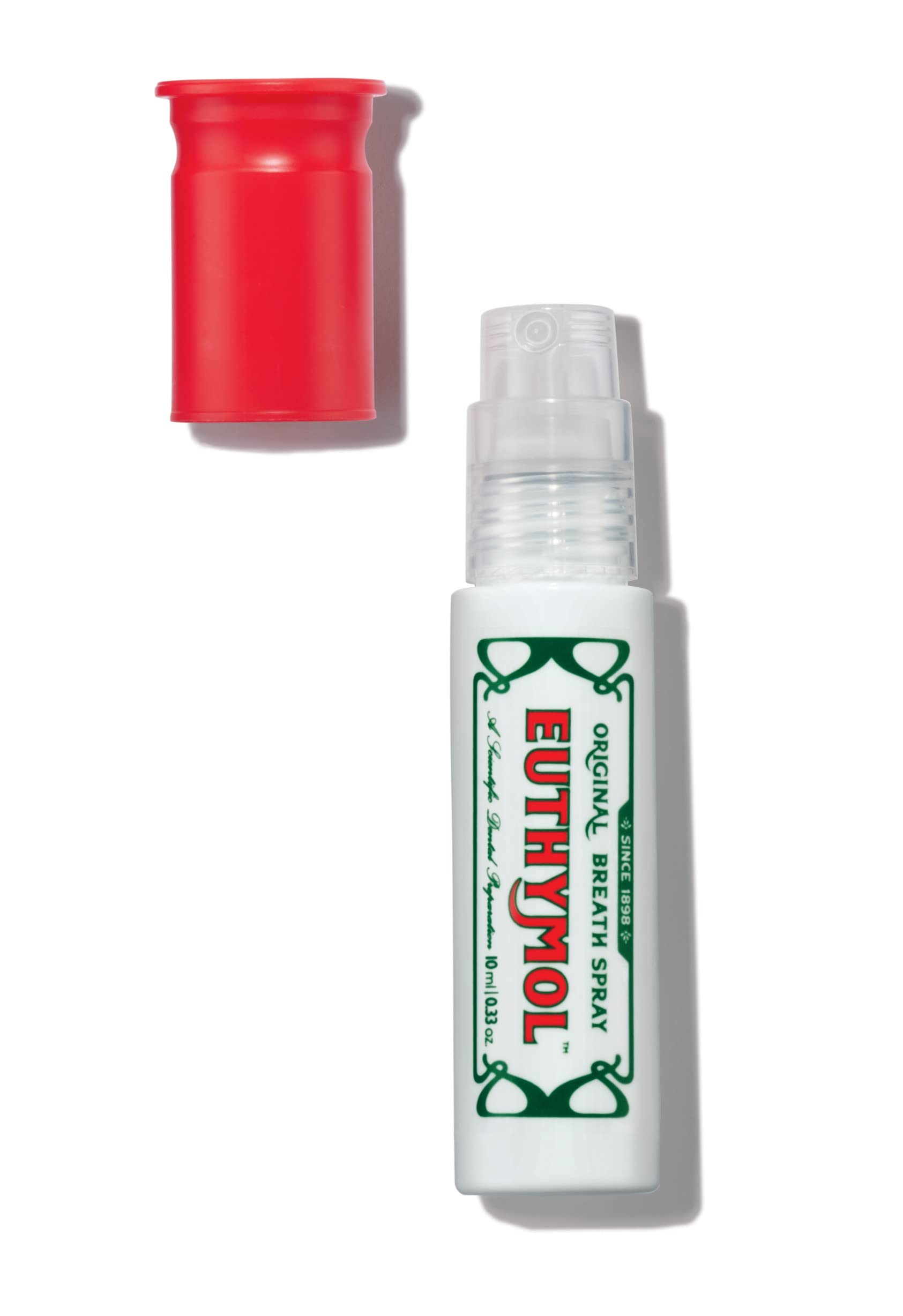 [Euthymol] Original Breath Spray, 10mL (1-Count) | Euthymol Original Toothpaste Flavor Mouth Spray Pump for Bad Breath | Portable Travel Essentials Oral Care Treatment for Freshening Breath