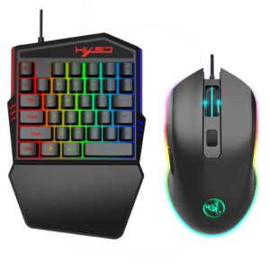 sdoveb one hand gaming keyboard and mouse combo,35 keys keycap wired mechanical rgb led backlit half keyboard, support wrist rest, usb wired gaming mouse, converter adapter for gaming (black)