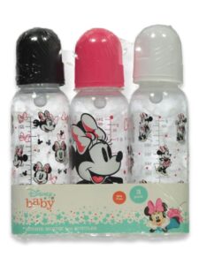 baby bottles 5 oz for boys and girls| 3 pack of disney sketch minnie infant bottles for newborns and all babies | bpa-free plastic baby bottle for baby shower