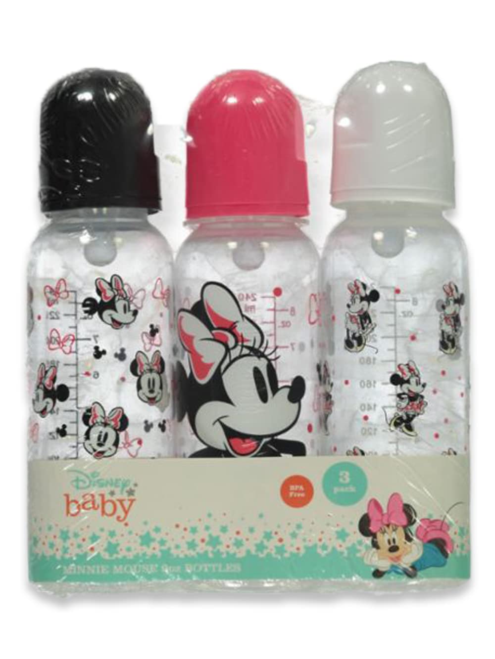 Baby Bottles 5 oz for Boys and Girls| 3 Pack of Disney Sketch Minnie Infant Bottles for Newborns and All Babies | BPA-Free Plastic Baby Bottle for Baby Shower