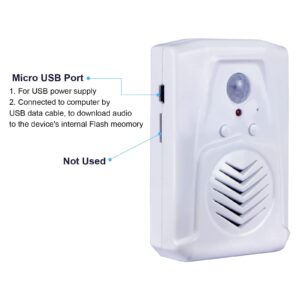 PIR Motion Sensor Activated Sound Player Speaker with USB Cable, Download Your own MP3 Audio Files to Play Speech, Music or Sound Effects (White)