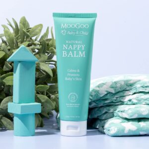 MooGoo Nappy Balm - A naturally gentle diaper cream for sensitive baby skin - Soothing cream with shea butter, zinc & jojoba oil - Barrier cream to soothe & help prevent irritation