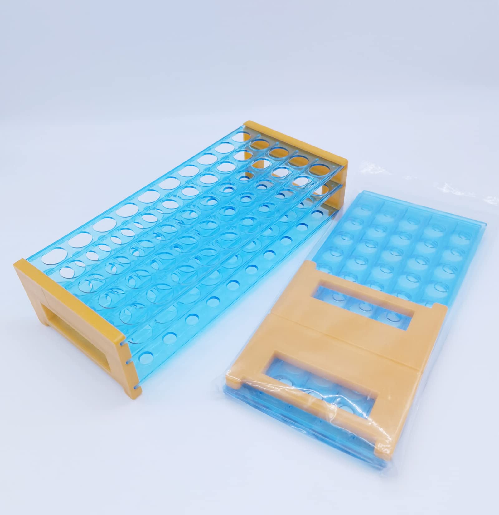 Plastic Test Tube Rack for 16/18mm Tubes, Lab Test Tube Holder Rack, Holds 50, Detachable (1pacs)