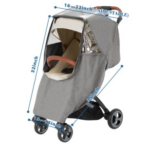 Ingborsa Stroller Rain Cover Universal Size Waterproof Windproof EVA The Weather Shield with Eye Screen